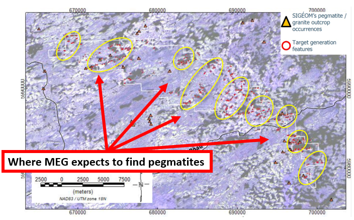 Megado reveals 415 potential pegmatite outcroppings