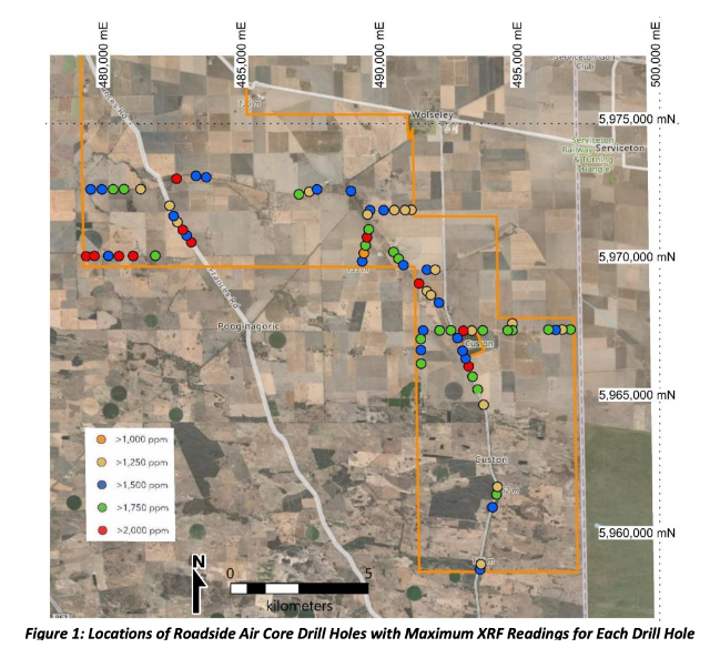 First phase drilling in South Australia XRF results